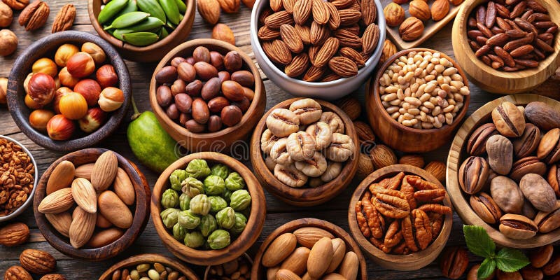 Assorted Mixed Nuts Variety Almonds Walnuts Pecans Pistachios Hazelnuts In Natural Form Ai