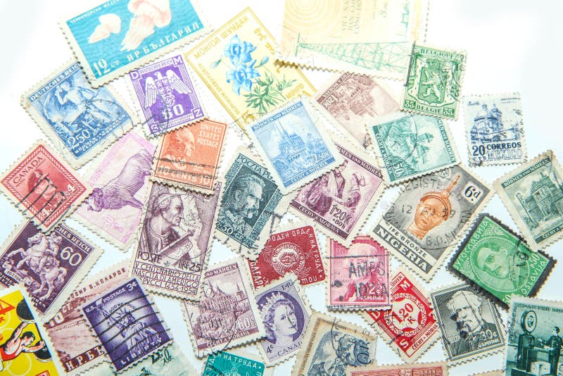 An Assorted Mixture of the Old European and World Stamps Editorial ...