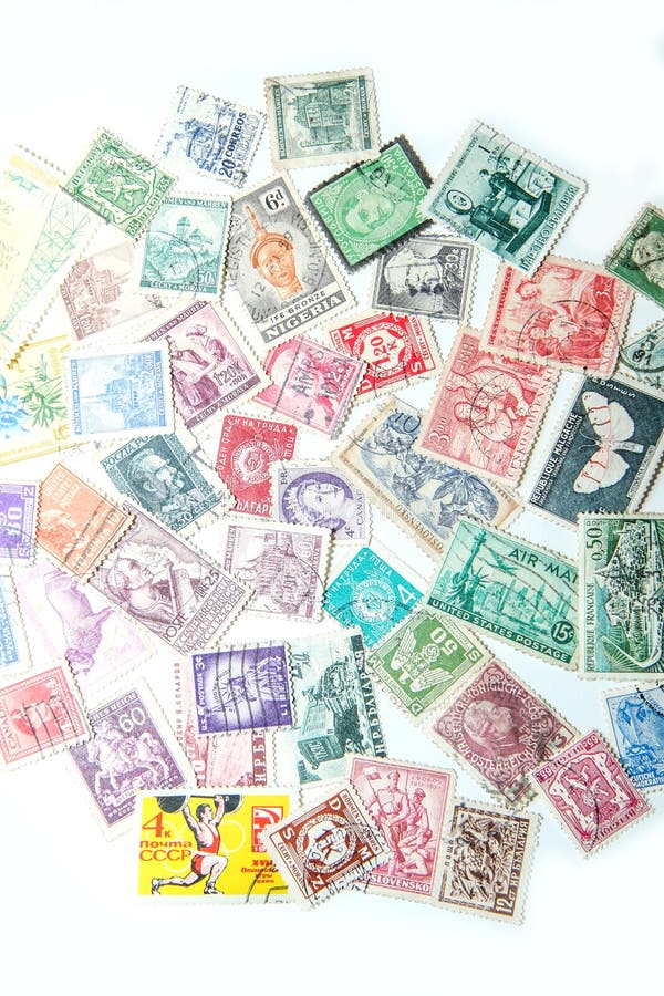An Assorted Mixture of the Old European and World Stamps Editorial ...