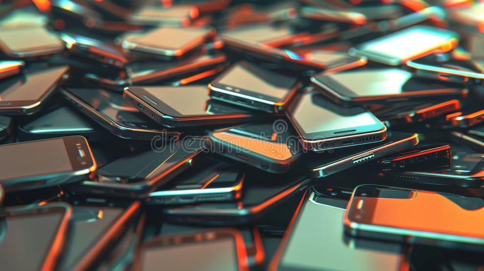 Assorted Mobile Phones Stack, Technology and Marketing Concept with ...