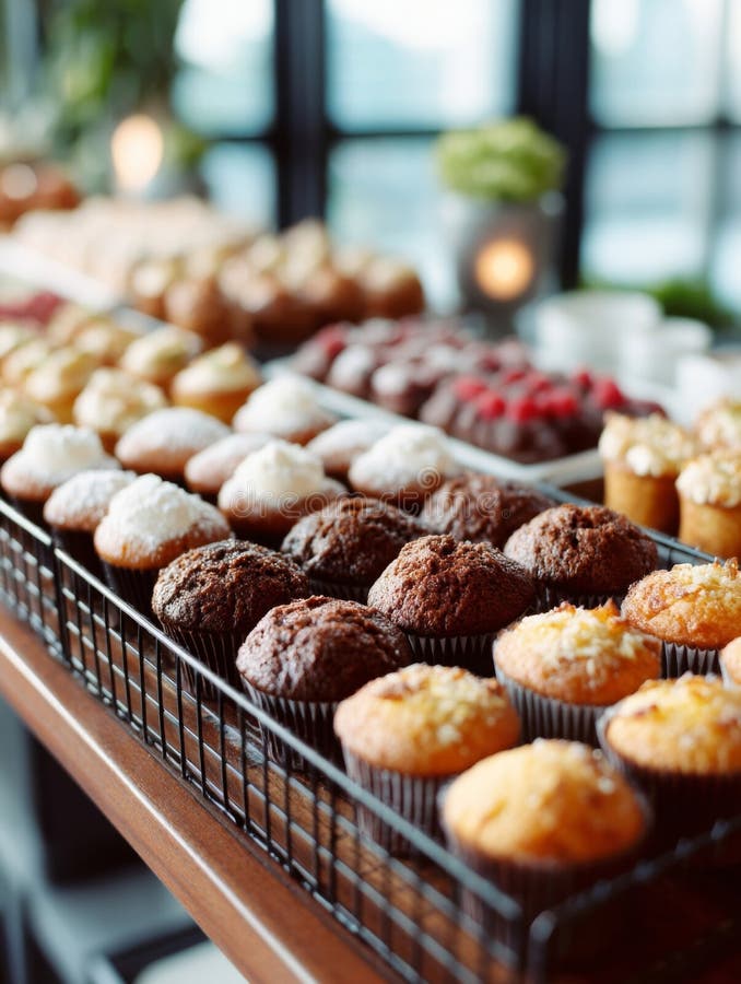 Assorted Muffins and Cupcakes on Display Stock Illustration ...
