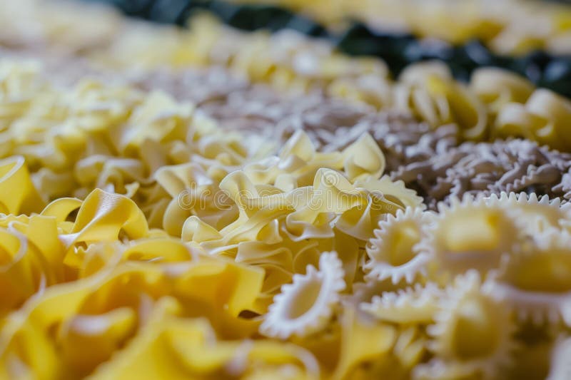 Assorted Multicolor Pasta Varieties on Rustic Background. Neural ...