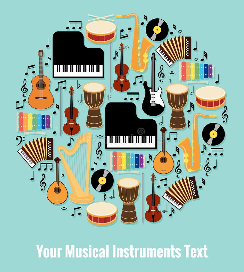 Assorted Musical Instruments Design with Text Area Stock Vector ...