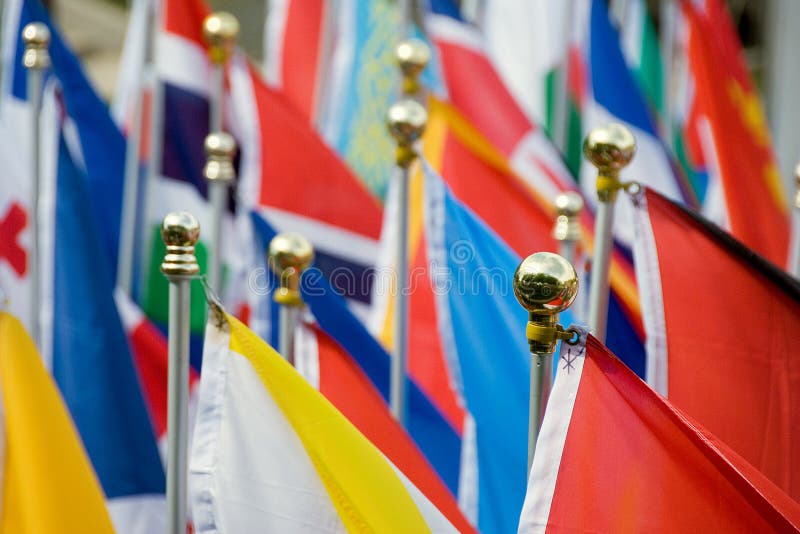 Assorted National Flags, Mounted on Poles Stock Photo - Image of color ...