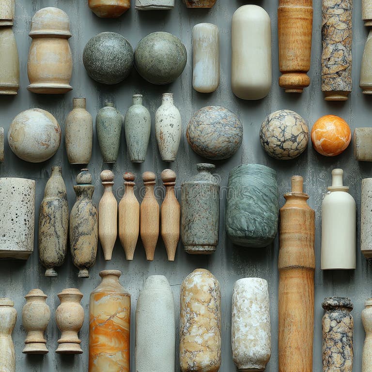Assorted Natural and Stone-textured Cylindrical Objects Stock Image ...