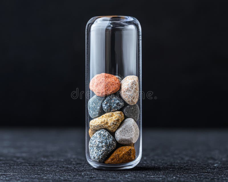 Assorted Natural Stones in Glass Container Stock Illustration ...