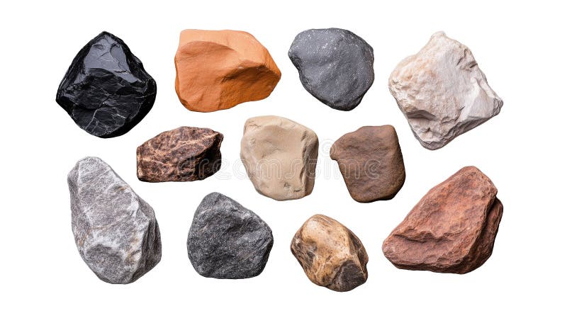 Assorted Natural Stones and Rocks in Various Shapes and Colors on ...