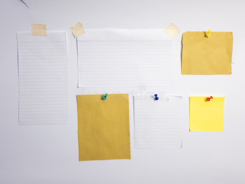 Assorted Notes and Paper on White Background for Planning and Ideas ...
