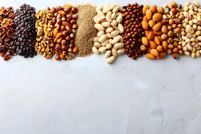 Assorted Nuts Displayed on a Table, a Mix of Natural Foods Stock Photo ...