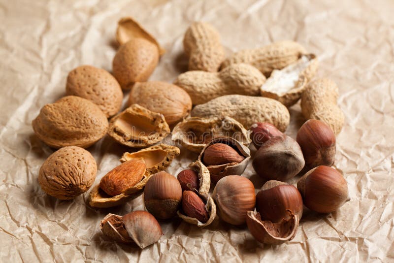 Assorted Nuts Almond, Hazelnut, Walnut and Peanut Stock Image - Image ...