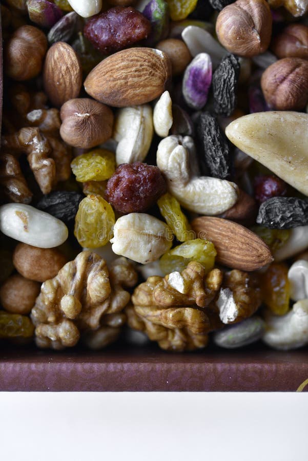 Assorted Nuts in a Box Close-up. Delicious Different Nuts in a Box ...