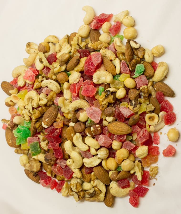 Assorted Nuts and Candied Fruit Stock Photo - Image of sweet ...