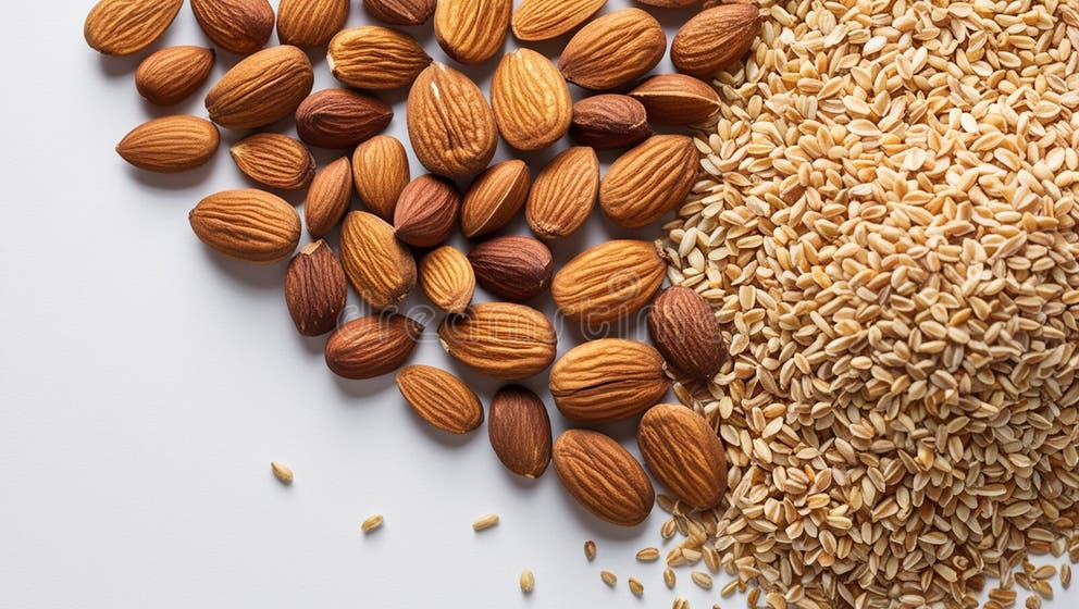 Assorted Nuts in a Circular Arrangement on a Light Background. a ...