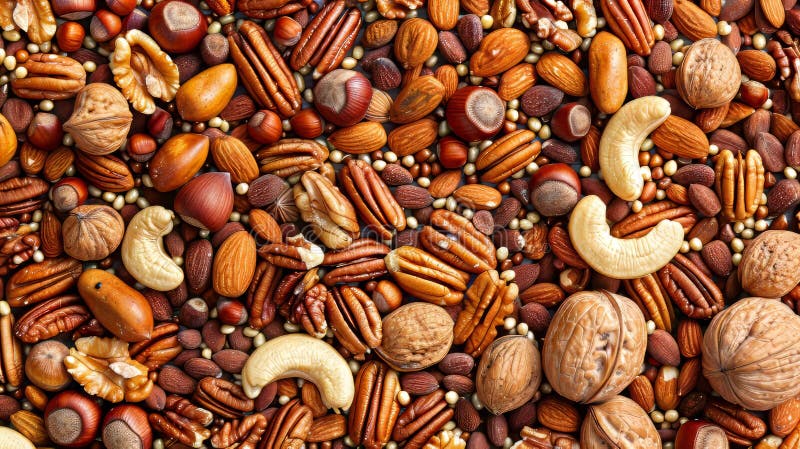 Assorted Nuts Creating a Diverse and Textured Natural Background Rich ...
