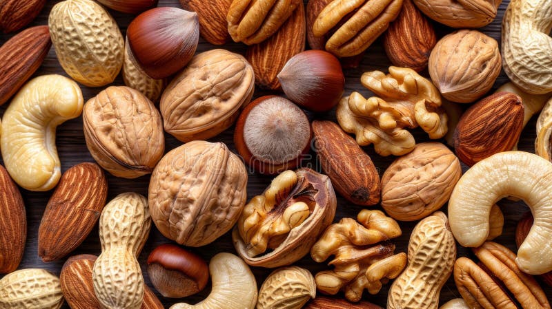 Assorted Nuts Creating a Natural Textured Background Perfect for ...