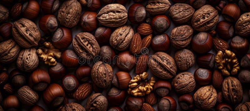 Assorted Nuts Creating a Natural Top View Background, Various Kinds of ...