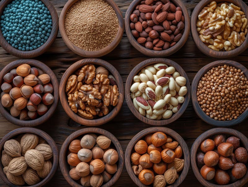 Assorted Nuts in a Cup Top View Stock Illustration - Illustration of ...