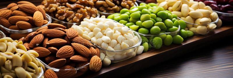 Assorted Nuts and Dried Fruits Collage Divided into Sections for ...