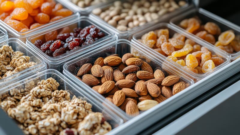 Assorted Nuts Dried Fruits Storage Containers Stock Photos - Free ...