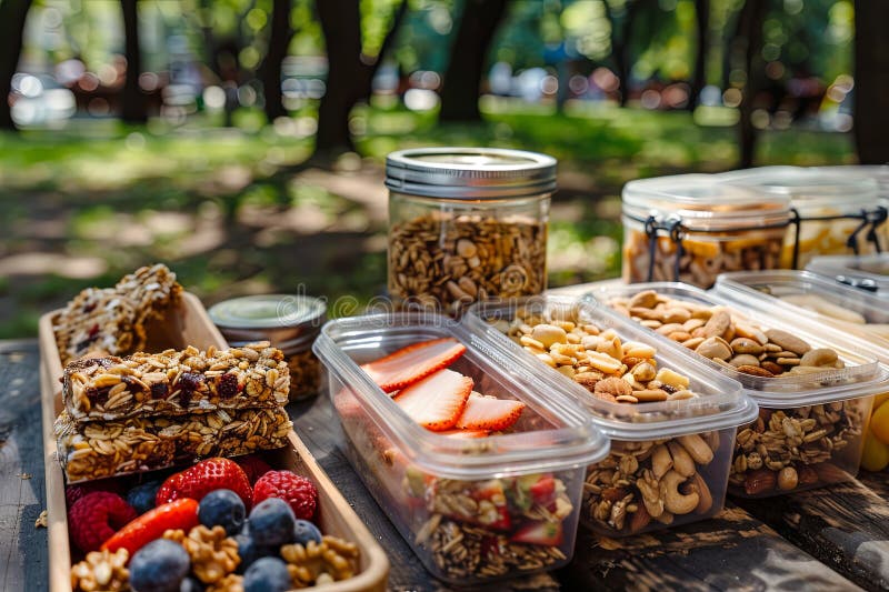Assorted Nuts and Fresh Fruits on Display at a Market Stock Image ...