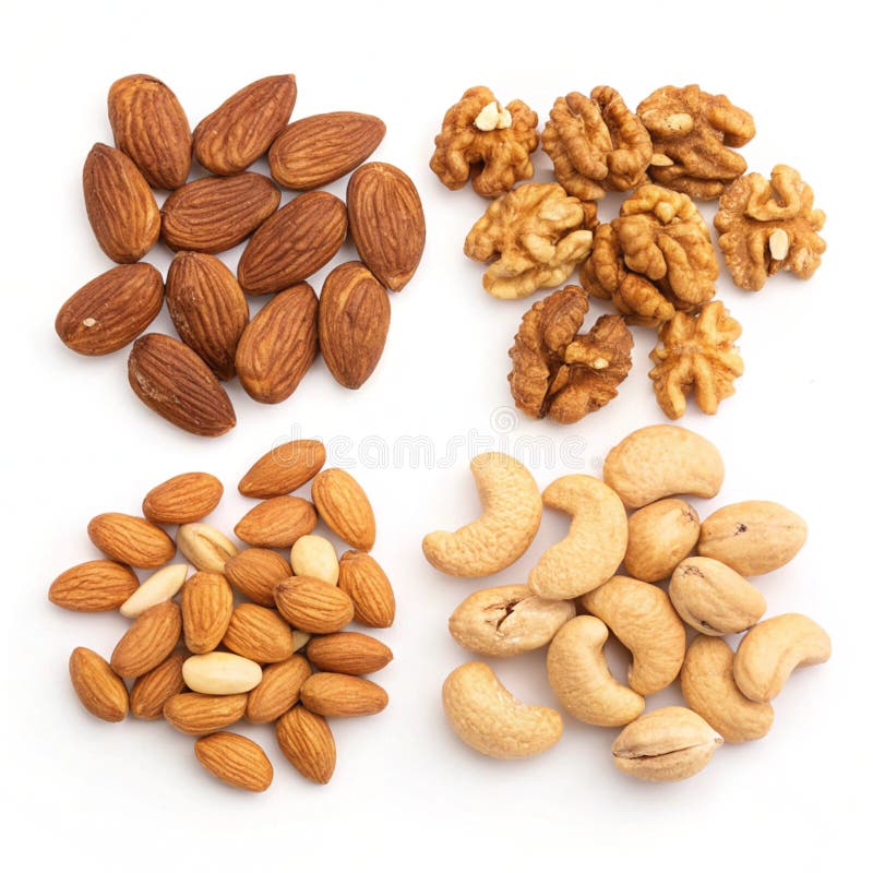 Assorted Nuts Isolated on White Background Stock Illustration ...