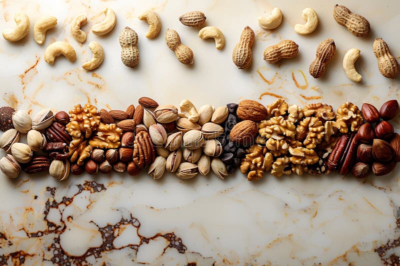 Assorted Nuts Displayed on a Table, a Mix of Natural Foods Stock Photo ...