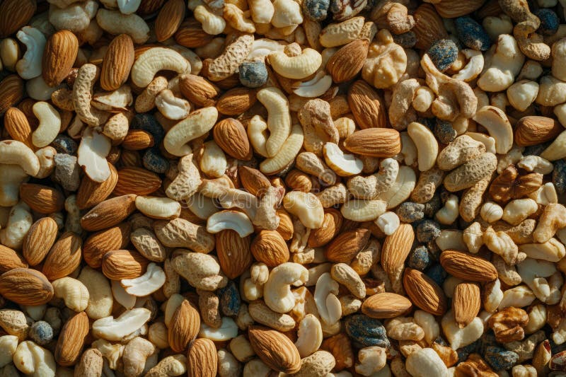 Assorted Nuts on Rustic Gray Surface. Neural Network AI Generated Stock ...