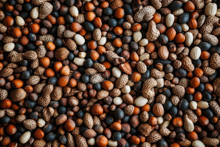 Assorted Nuts on Rustic Gray Surface. Neural Network AI Generated Stock ...