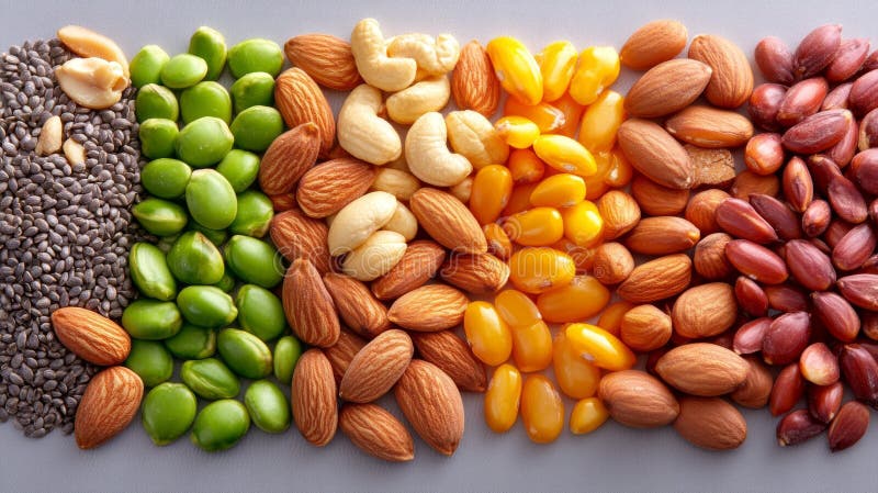 Assorted Nuts and Seeds on Display Stock Illustration - Illustration of ...