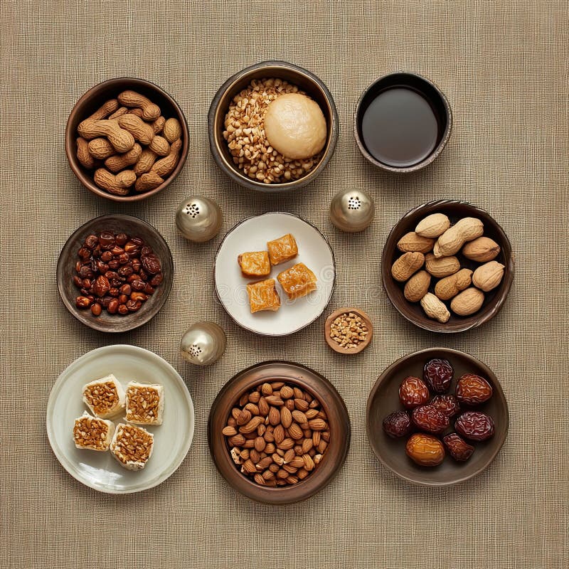 Assorted Nuts, Seeds, and Sweets. Korean Food Concept Stock ...