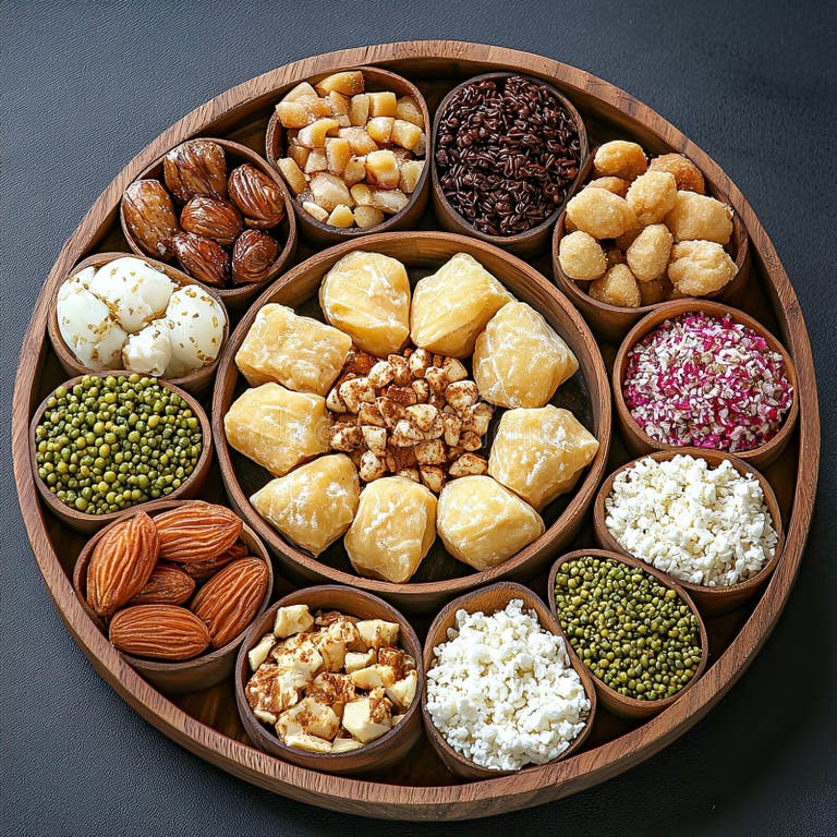 Assorted Nuts and Sweets Platter Stock Illustration - Illustration of ...