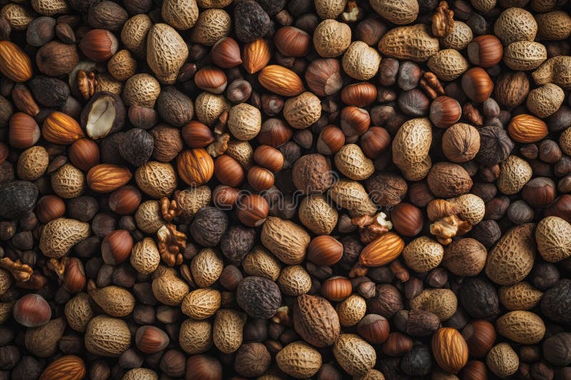 Assorted Nuts Textured Pattern on Dark Surface. AI Image Stock Photo ...