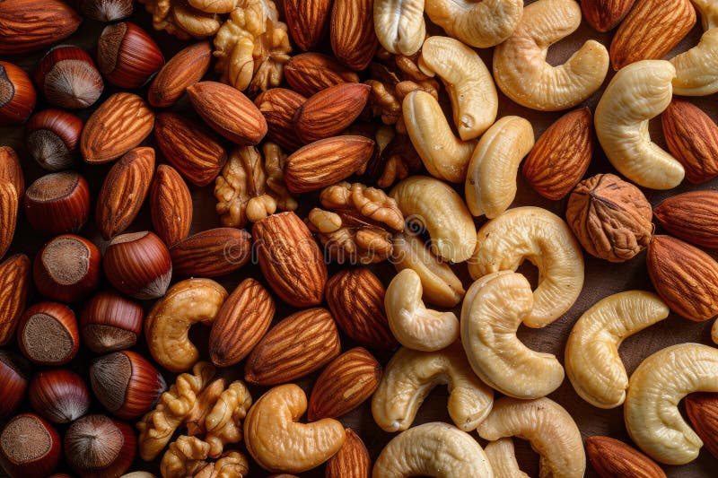 Assorted Nuts. Types of Nut Close-up. Cashew, Walnut, Almond, Hazelnut ...