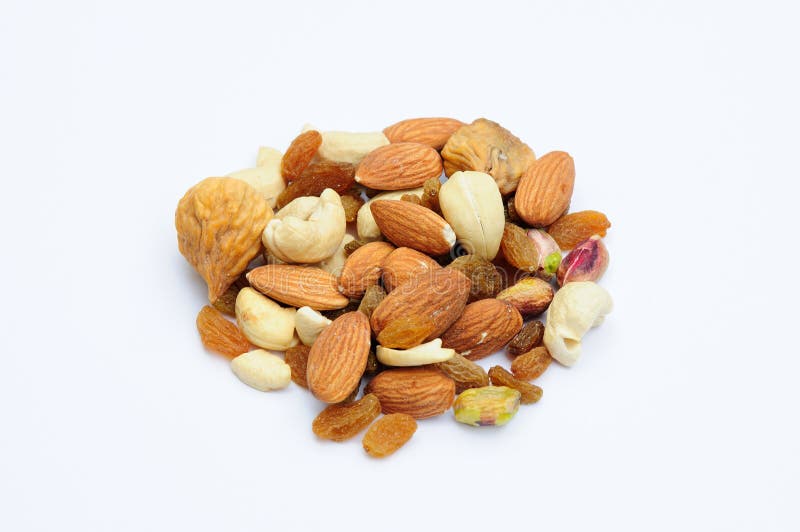 Assorted Nuts on White Background Stock Photo - Image of dried, healthy ...