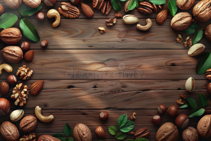 Assorted Nuts on a Wooden Surface, Natural Textures and Earthy Tones ...