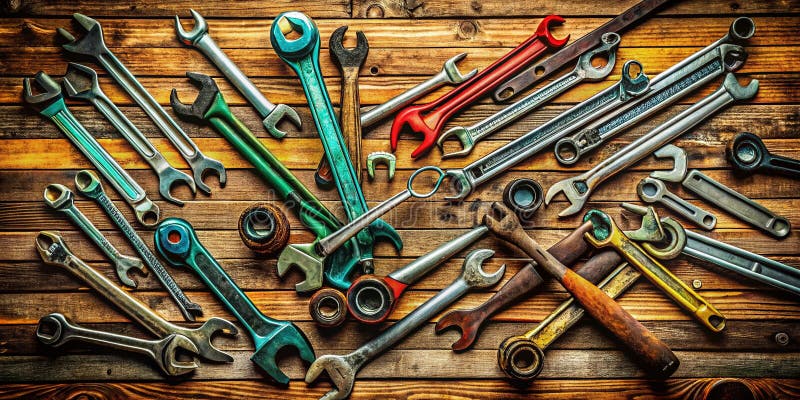 Assorted OpenEnd Wrenches Ready for Repair Tasks a TopDown View of ...