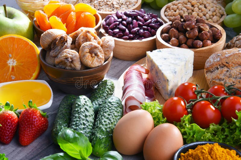 Assorted Organic Food Products on the Table Stock Photo - Image of ...
