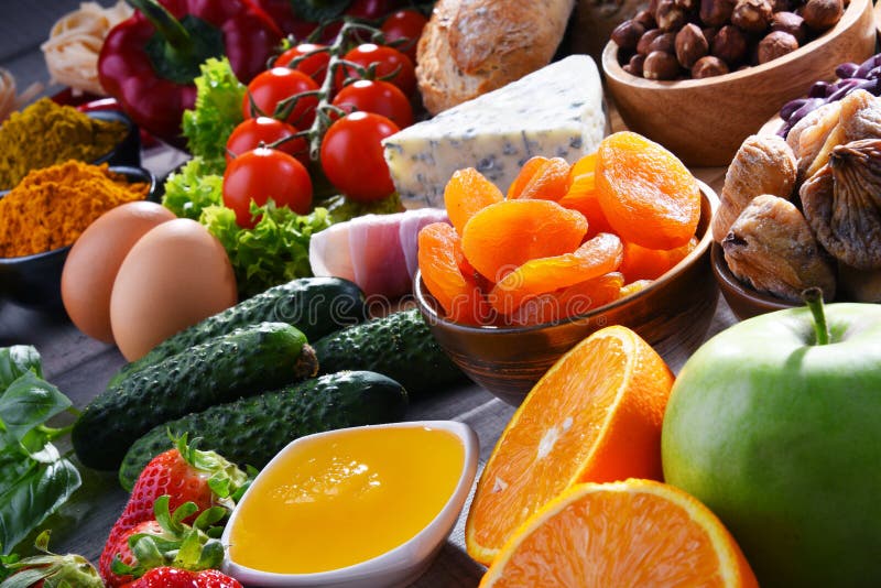 Assorted Organic Food Products on the Table Stock Photo - Image of food ...