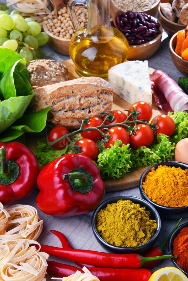 Assorted Organic Food Products on the Table Stock Photo - Image of ...