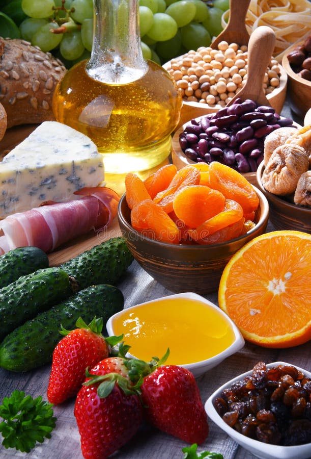 Assorted Organic Food Products on the Table Stock Photo - Image of ...