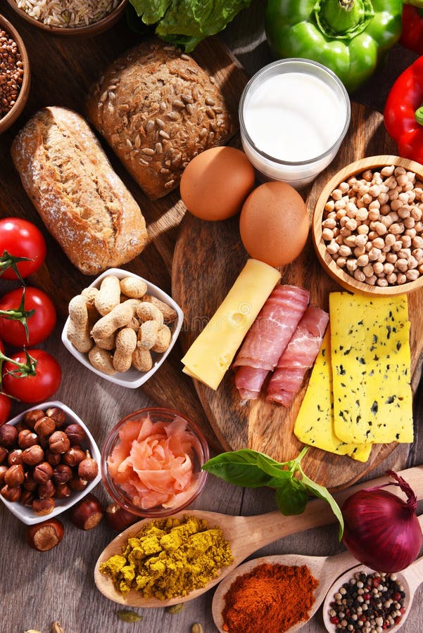 Assorted Organic Food Products on the Table Stock Photo - Image of ...