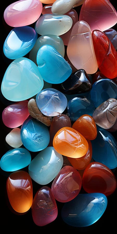 Assorted Overlapping Colored Glass Gems Macro Still Life in Vertical ...