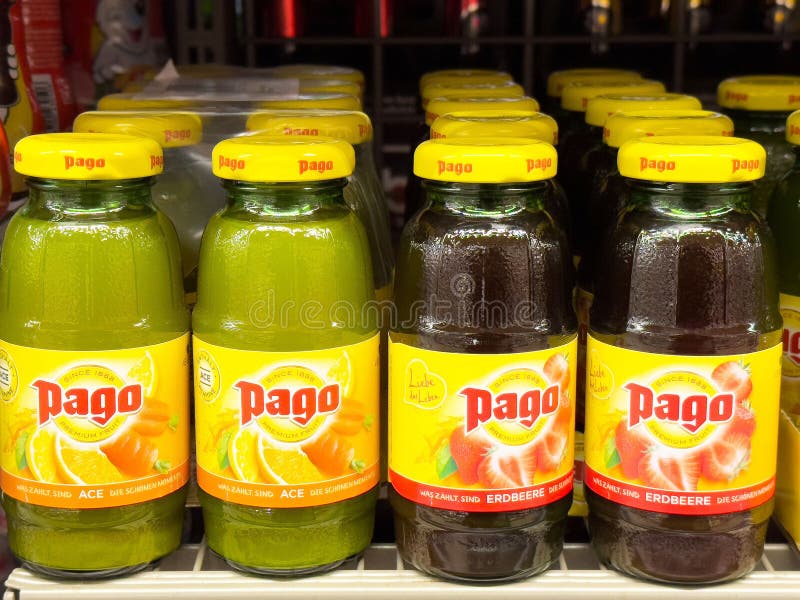 Assorted Pago Fruit Juices Displayed on Store Shelf Editorial Image ...