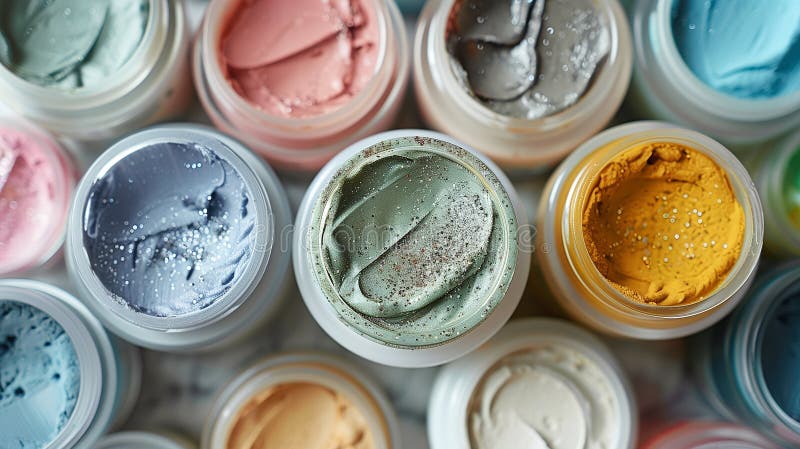 Assorted Paint Colors in Small Containers Stock Image - Image of ...