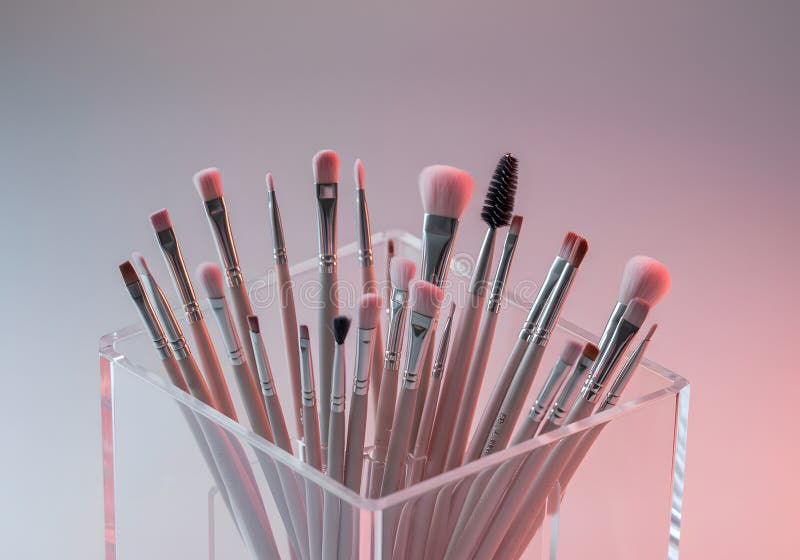 Assorted Paintbrushes in Acrylic Container Stock Illustration ...