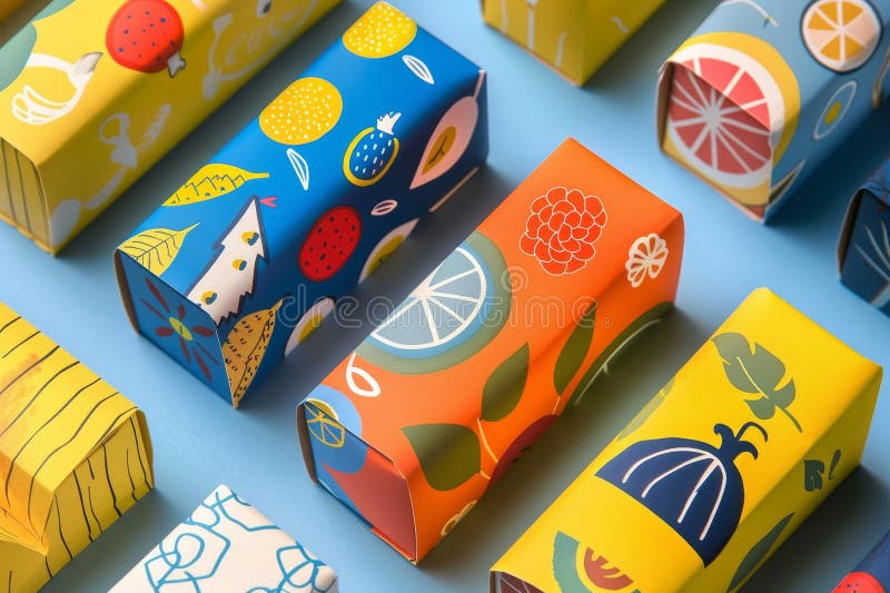 Assorted Paper Boxes Filled with Vibrant Fruit Designs, Developing Eye ...