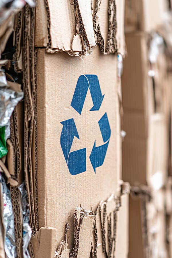Assorted Paper Cardboard Materials Universal Recycling Symbol Stock ...