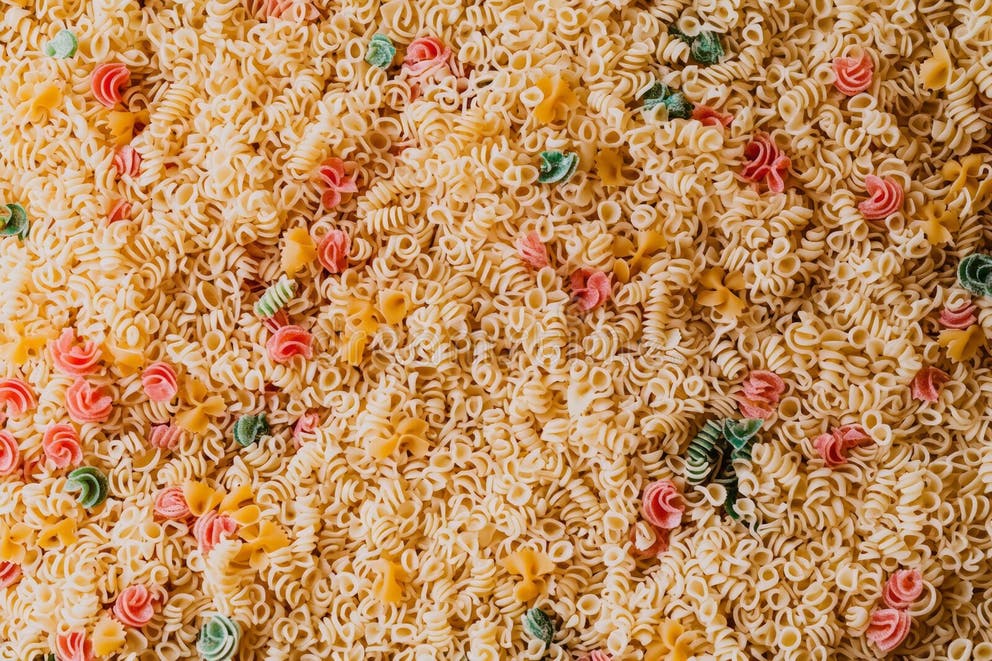 Assorted Pasta Shapes in Colorful Array. Neural Network AI Generated ...