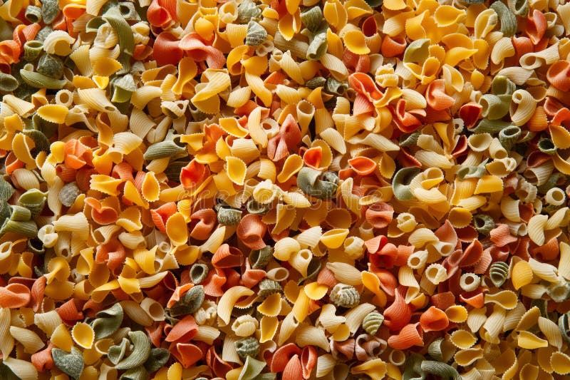 Assorted Pasta Shapes in Colorful Array. Neural Network AI Generated ...