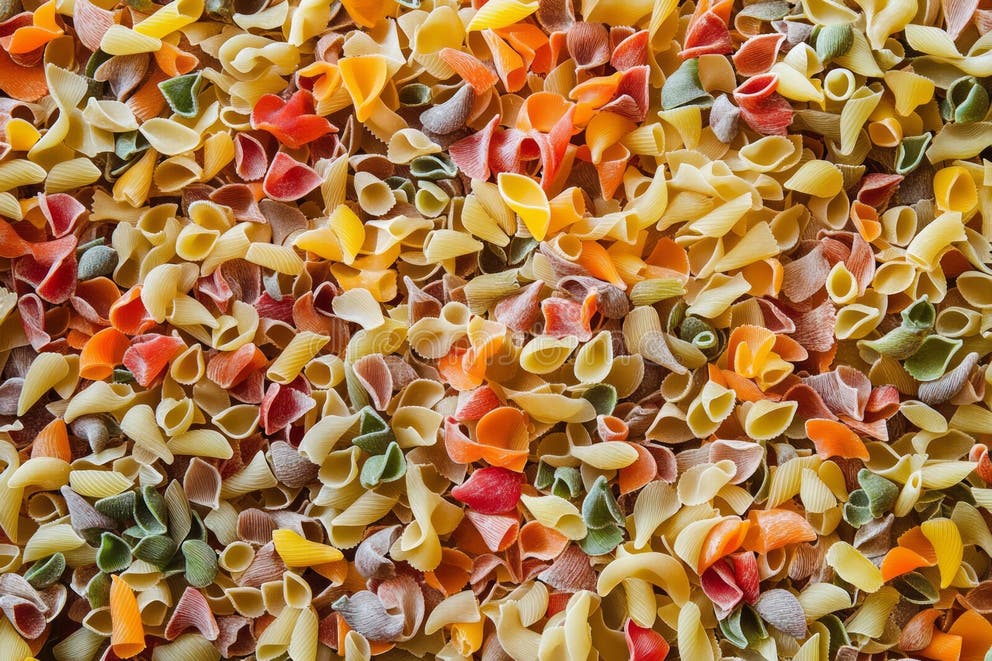Assorted Pasta Shapes in Colorful Array. Neural Network AI Generated ...